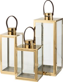 Zlatá kovová lucerna Recin - 22*21*65cm