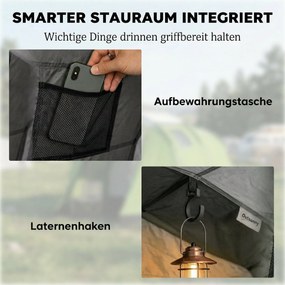 Outsunny stan pro 2 osoby, voděodolný 3000 mm – kupolový stan s 2 vchody, 4 okny, transportní taškou a háčkem na lucernu – kempování/turistika/cesty