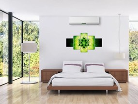 Obraz - Květinová mandala v zeleném pozadí (125x70 cm)