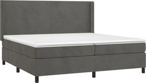 Box spring postel s matrací a LED tmavě šedá 200x200 cm samet 3139464