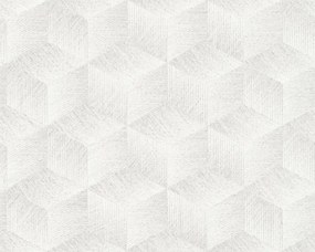 Vliesová grafická tapeta šedá, bílá, geometrický vzor 385062 / Tapety na zeď 38506-2 Natural Living (0,53 x 10,05 m) A.S.Création