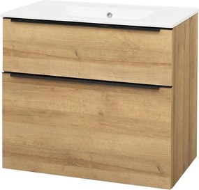 Mereo Mereo, Mailo, koupelnová skříňka s keramickým umyvadlem 81 cm, bílá, dub, antracit, CN521B