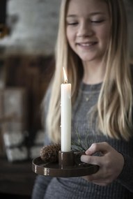 IB LAURSEN Svícen na vysokou svíčku Brown, hnědá barva, porcelán