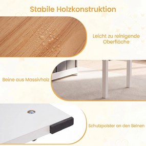 Costway Dětský dřevěný stůl Dětská sedací souprava s 2 židlí 4 přihrádkami 6