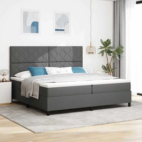 Postel s boxspringem s čelo Tmavě šedá 200 x 200 cm textil 3339491