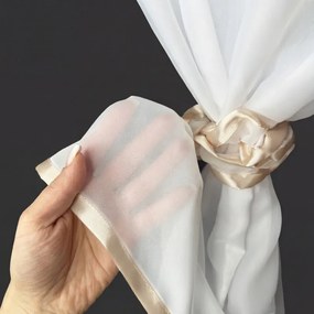 Voálová hotová záclona s řasící páskou Ella světle hnědá Ervi