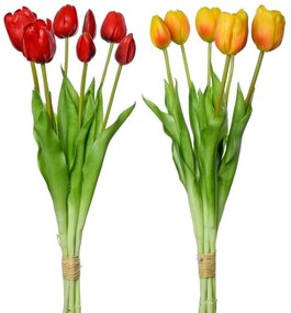 Umělé tulipány gumové červené, svazek 7 ks- 44 cm