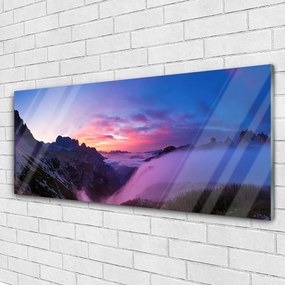 Plexisklo-obraz Mlha Hory Východ Slunce 125x50 cm