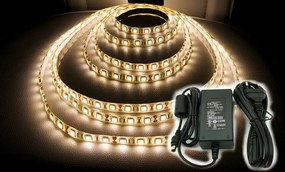 ECOLIGHT LED pásek KOMPLET - SMD 5050 - 5m - 300/5m - 72W - teplá bílá + konektor + zdroj