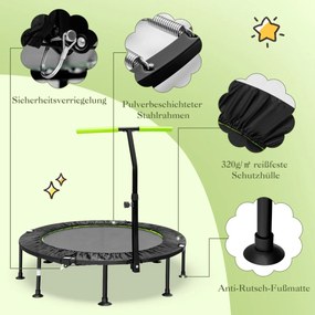 Costway Φ110 cm Skládací mini trampolína s výškově nastavitelným madlem dětská