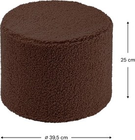 Tmavě hnědý dětský puf z textilie bouclé Warm Hazel – Wigiwama