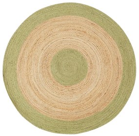 Kulatý jutový koberec ø 140 cm béžový/zelený YAYALAR Beliani