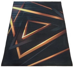 Moderní kusový koberec BLACK and GOLD N 03 Geometrický černý zlatý Rozměr: 60x100 cm