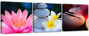 Gario Sada obrazů na plátně Květiny a relaxační zen - 3 dílná Rozměry: 90 x 30 cm