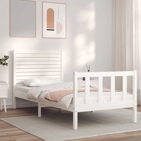 vidaXL Rám postele s čelem 90 x 200 cm masivní dřevo [3193195] Barva: Bílá