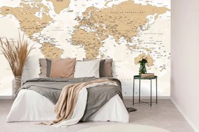 Samolepící tapeta mapa světa s vintage nádechem - 375x250 cm