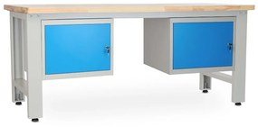 Dílenský stůl Solid OAK-11, 210 cm, 2 závěsné boxy, dub
