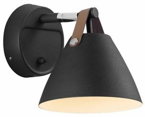 NORDLUX Strap nástěnná lampička s koženým popruhem - černá