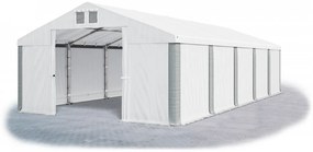 Garážový stan 4x8x2m střecha PVC 560g/m2 boky PVC 500g/m2 konstrukce ZIMA Bílá Bílá Šedé