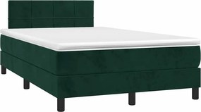 Box spring postel s matrací a LED tmavě zelená 120x200 cm samet 3134396