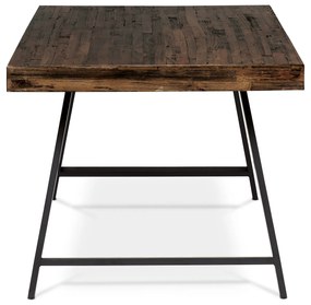 AUTRONIC Jídelní stůl, 180x90x76 cm, MDF deska, dýha odstín borovice, kovové nohy, černý lak