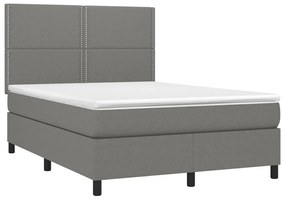 Box spring postel s matrací a LED tmavě šedá 140x200 cm textil,  3134798