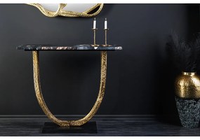 Massive home | Ručně vyrobený konzolový stolek OMEGA 80cm mramorová černá se zlatým rámem
