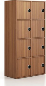 Kancelářská skříň FRAME, 8x dveře, 872 x 450 x 1735 mm, RFID zámek, ořech