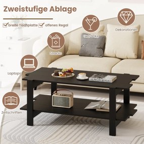 Costway 2patrový konferenční stolek s policí Obdélníkový Accent Table, černý