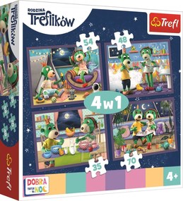 Puzzle trefl puzzle dobrou noc, treflíci: večerní rituály 4v1 (35,48,54,70 dílků)