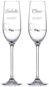 Dekorant Svatební sklenice na šampaňské Petit Heart s krystaly Swarovski 150 ml 2KS
