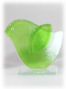 BDK-GLASS Skleněný dekorativní ptáček - zelený
