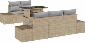 Set pohovek 6 ks Béžová a Světle šedá polyratan 3349096