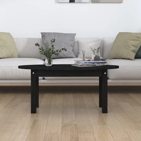Konferenční stolek černý 80 x 40 x 35 cm masivní borové dřevo - Default Title