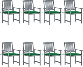 vidaXL Zahradní židle s poduškami 8 ks masivní akáciové dřevo [3078234] Barva: Zelená