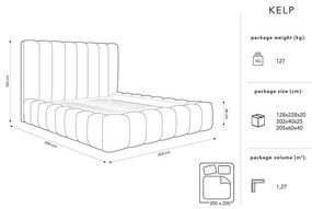 Světle šedá čalouněná dvoulůžková postel s úložným prostorem s roštem 200x200 cm Kelp – Micadoni Home