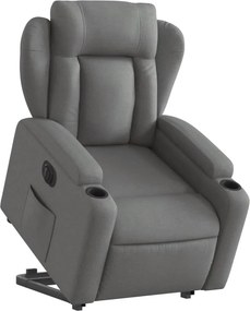 Elektrické zvedací polohovací křeslo tmavě šedé textil 3204507