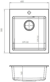 ALVEUS Set CORTINA 20 dřez 450x500mm + baterie TONIA, černá