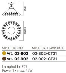 Incanti Rustikální stropní svítidlo Lea, ø 31 cm, keramické Barva: Bronz