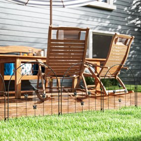 Outsunny Zahradní plot Ocelový plot 300 cm x 70 cm vysoký Dekorativní mřížový plotový set Plotové prvky černé barvy