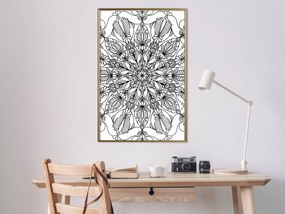 Artgeist Plakát černobílá mandala Velikosti (šířkaxvýška): 40x60, Finální vzhled: Bílý rám