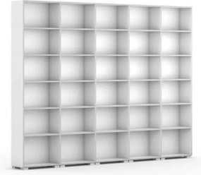 Knihovna SILVER LINE, 5 sloupců, 2230 x 3000 x 400 mm, bílá