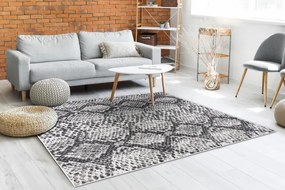 Dywany Łuszczów, Kusový koberec Sion Sisal Snake`s skin 22162 ecru/black – na ven i na doma, 80x150, šedá, chodba / předsíň