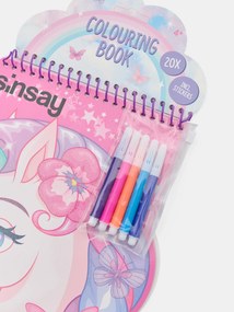 Sinsay - Omalovánka s fixami a samolepkami s motivem jednorožce 7 pack - růžová