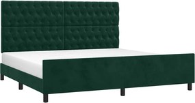 Rám postele bez matrace tmavě zelená 200 x 200 cm samet 3125961