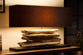Invicta Interior Designová dřevěná stolní lampa černá - Geminorum
