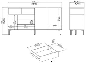 Tvilum Komoda Atos 178 černá/ořech