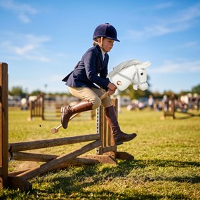 AIYAPLAY hobby horse na tyči se zvukem a kolečkem, bílý