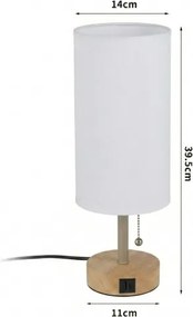 Brilagi - Stolní lampa s USB portem TABLON 1xE27/25W/230V dub/béžová/bílá