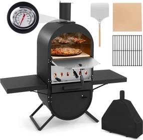Costway Venkovní pizza pec s bočními policemi grilovací rošt vyrobený z nerezové